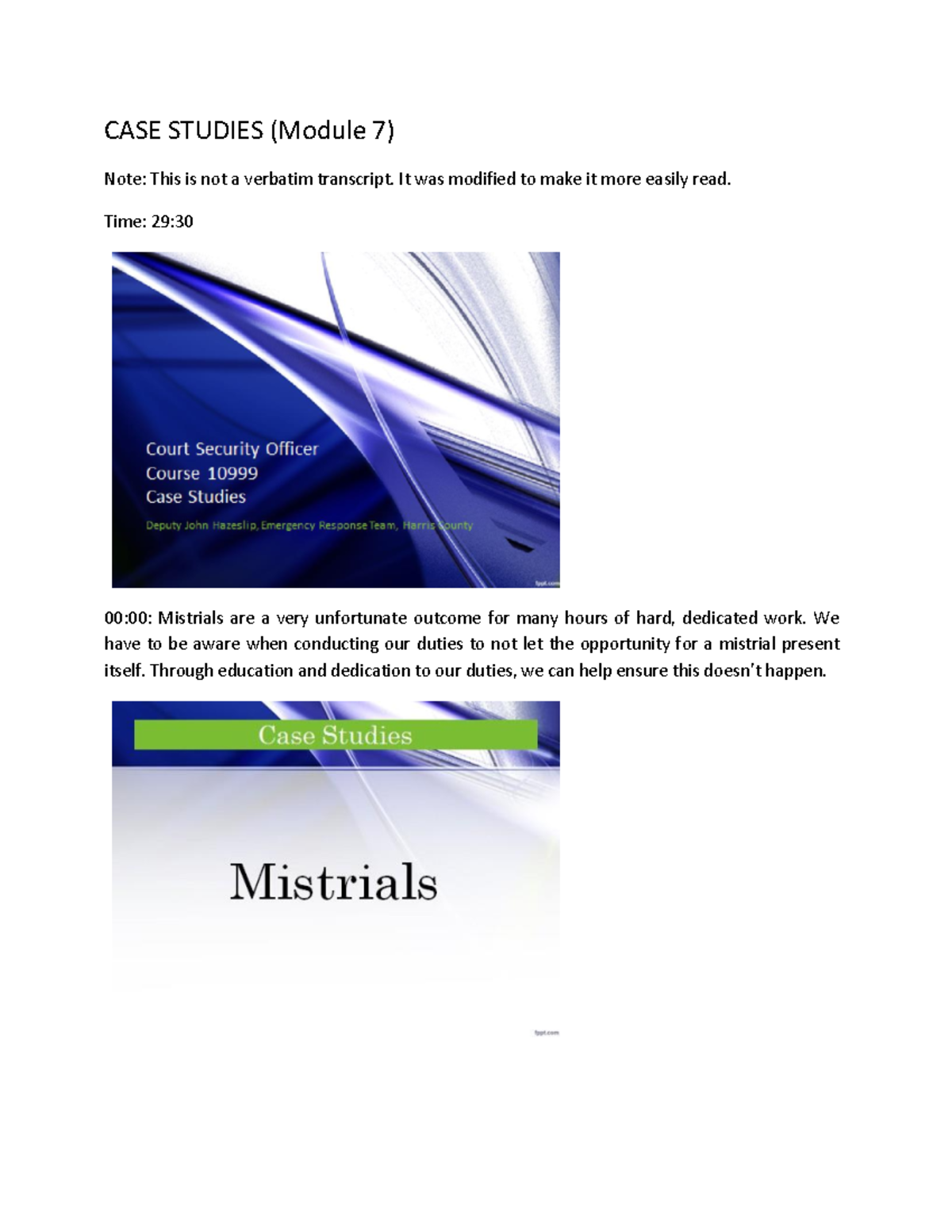Module 7 - Case Studies - CASE STUDIES (Module 7) Note: This is not a ...