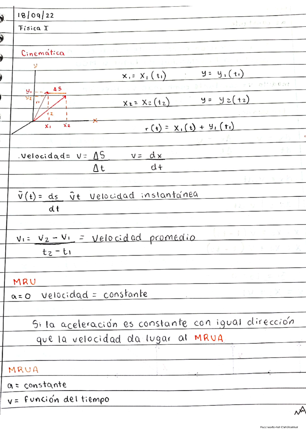 Apuntes de Física I - Cinemática, MRU y MRUA - Fisica - Studocu