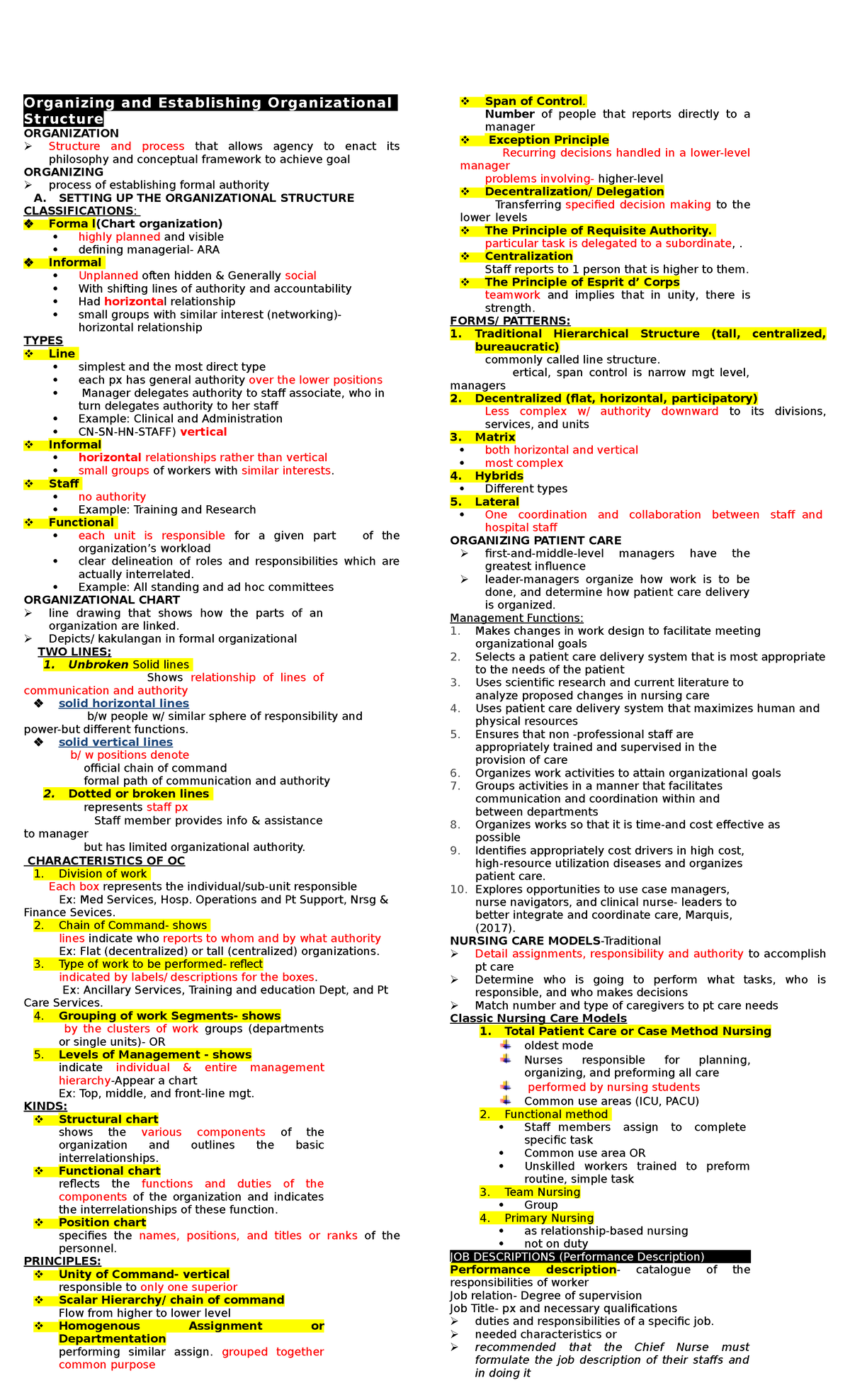 Organizing final - module - Organizing and Establishing Organizational ...