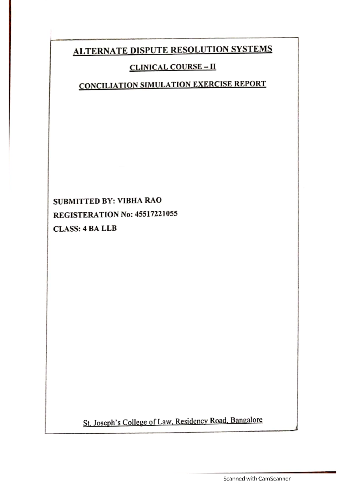 ADR Conciliation Report - Llb - Studocu