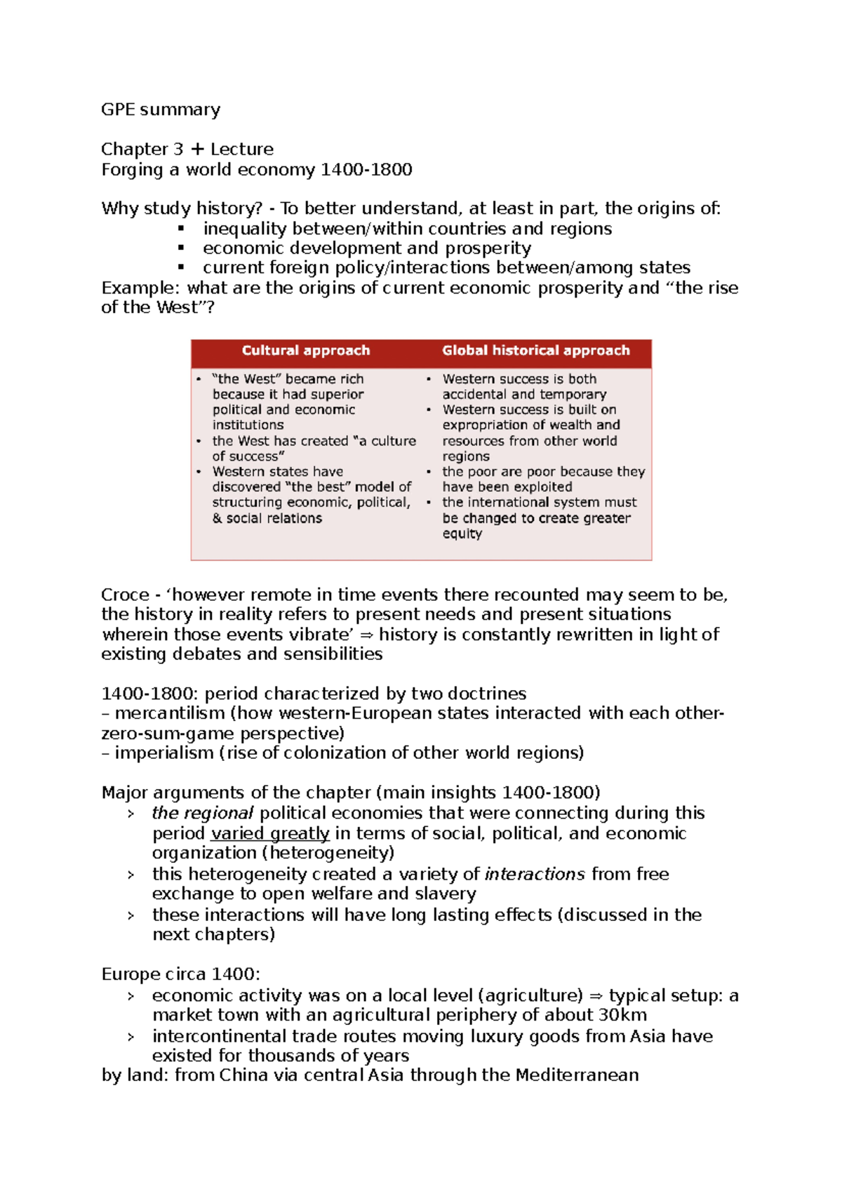 GPE summary lecture 3 - 6 + readings - GPE summary Chapter 3 + Lecture ...
