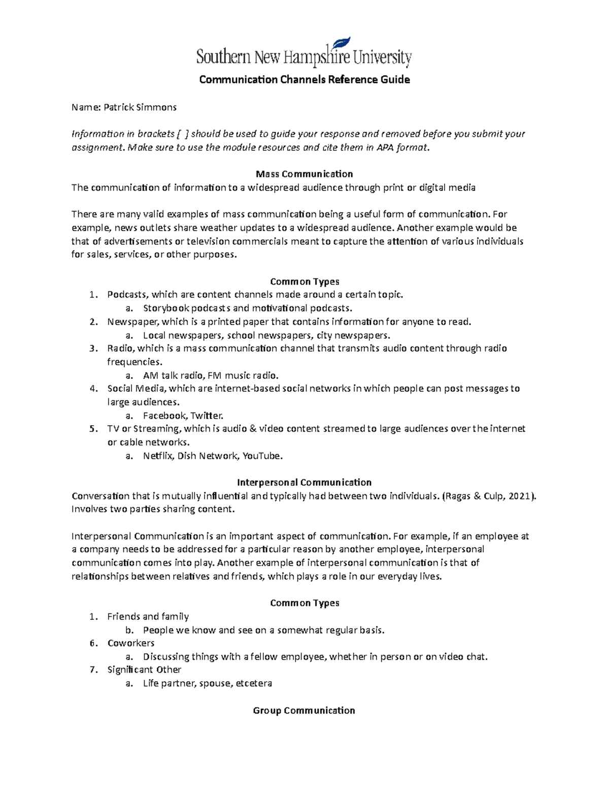 Comm Channels Reference Guide - Communication Channels Reference Guide ...