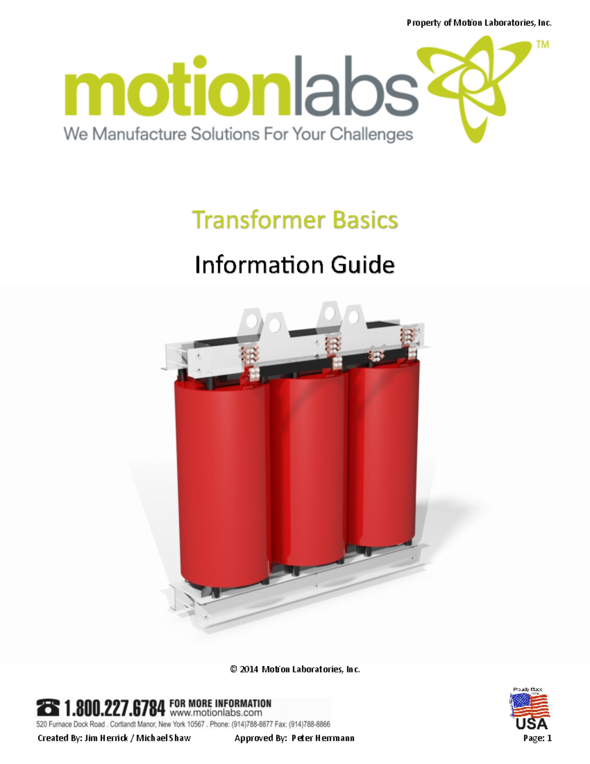 Transformer-Guide - Lecture notes 1 - Property of Motion Laboratories ...