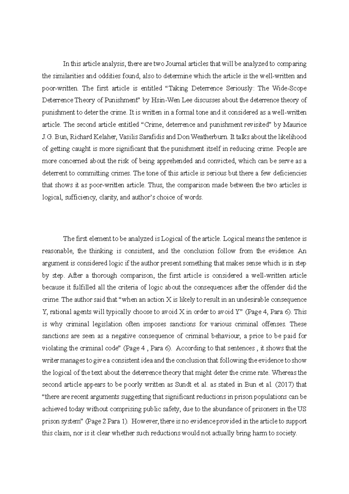 Article analysis - The first article is entitled “Taking Deterrence ...