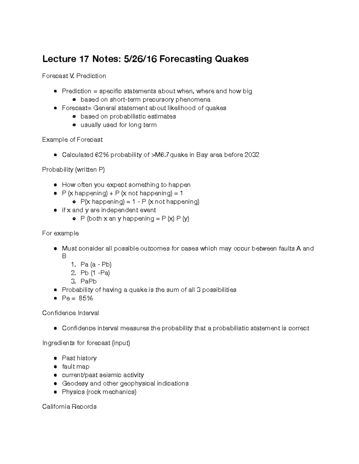 Eps Sci 8 Lecture 17 Lecture Notes Lecture 17 Notes 5 26 16