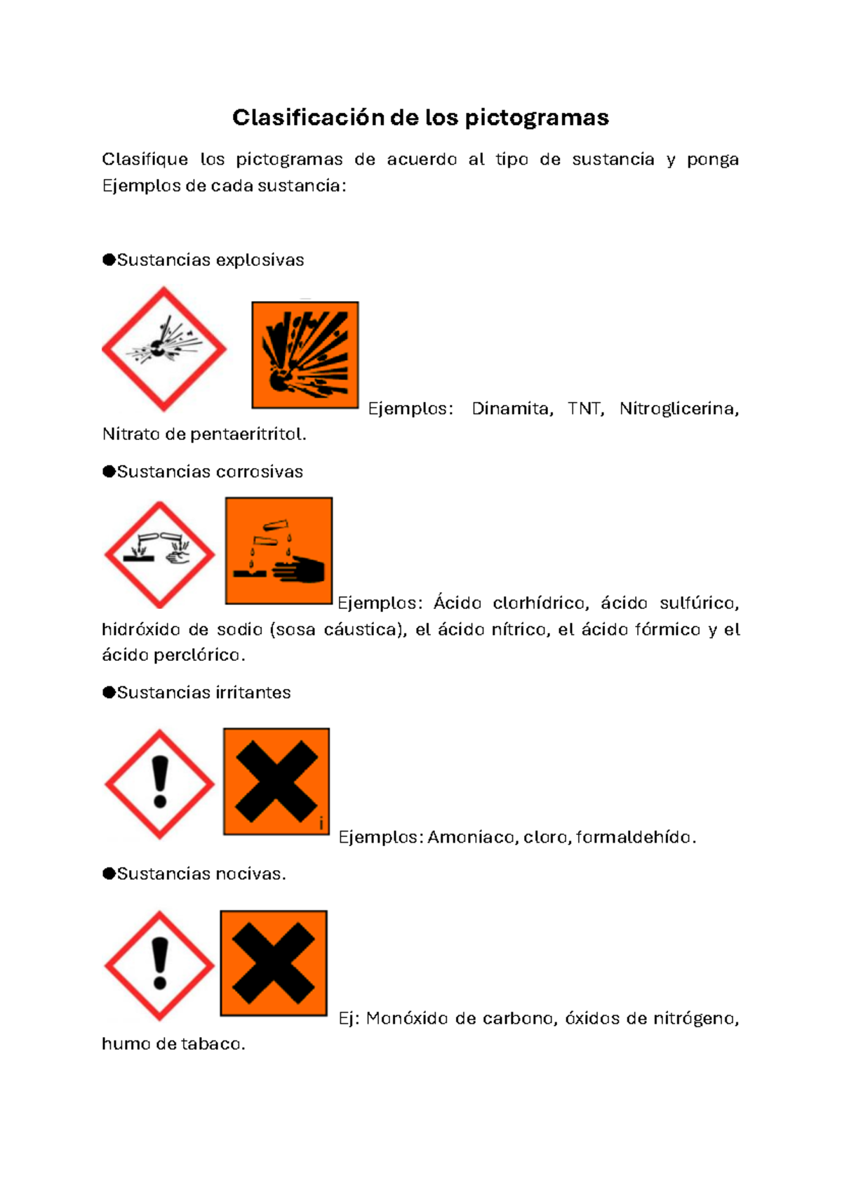 Tarea 1 pictogramas - Resumen Toxicología Clínica - Clasificación de ...