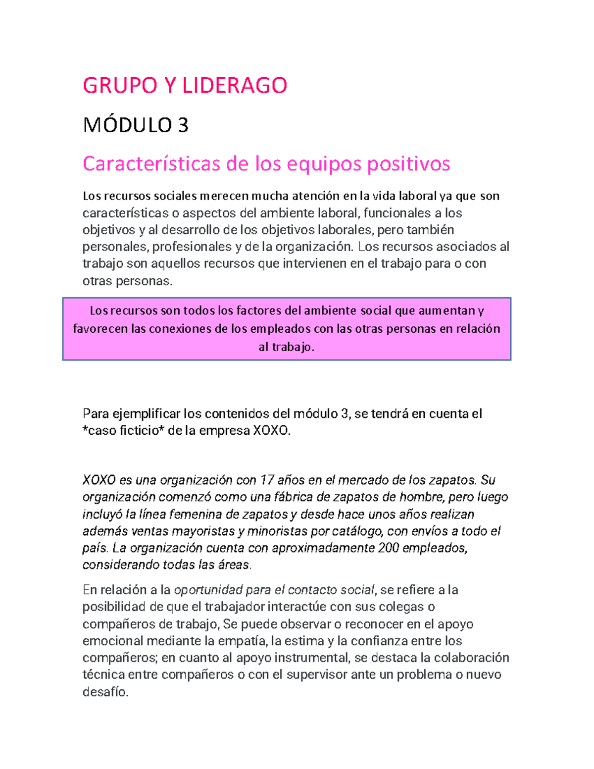 Comparto ' Grupo Y Liderago M3 Y M4' con usted - GRUPO Y LIDERAGO M”DULO 3 CaracterÌsticas de ...