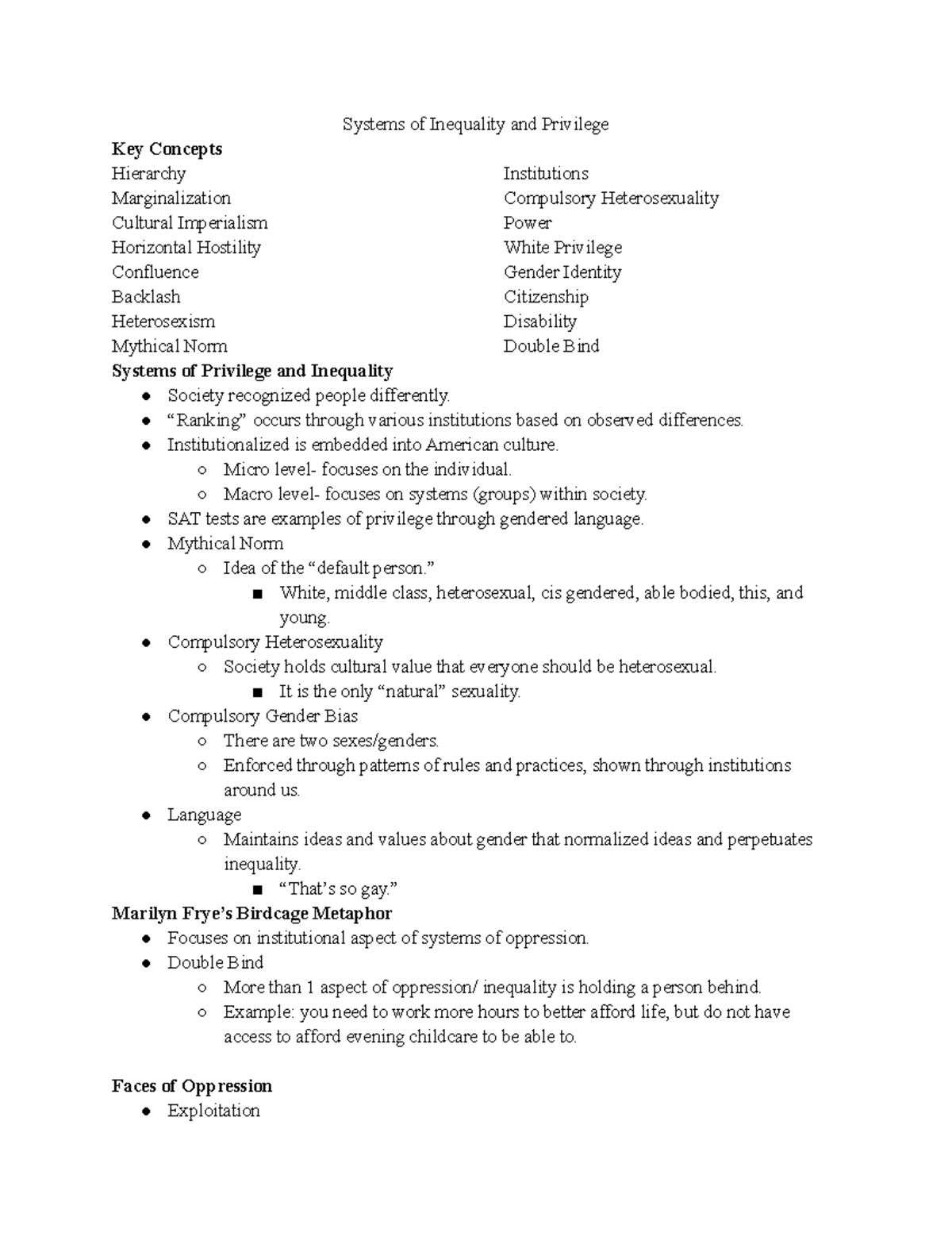 Soc2120- Systems of Inequality and Privilege - Systems of Inequality ...