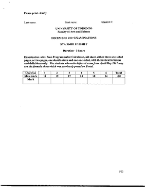 Formula Sheet-1 - STA304 Formula Sheet Fall 2023 Normal Quantiles qnorm ...