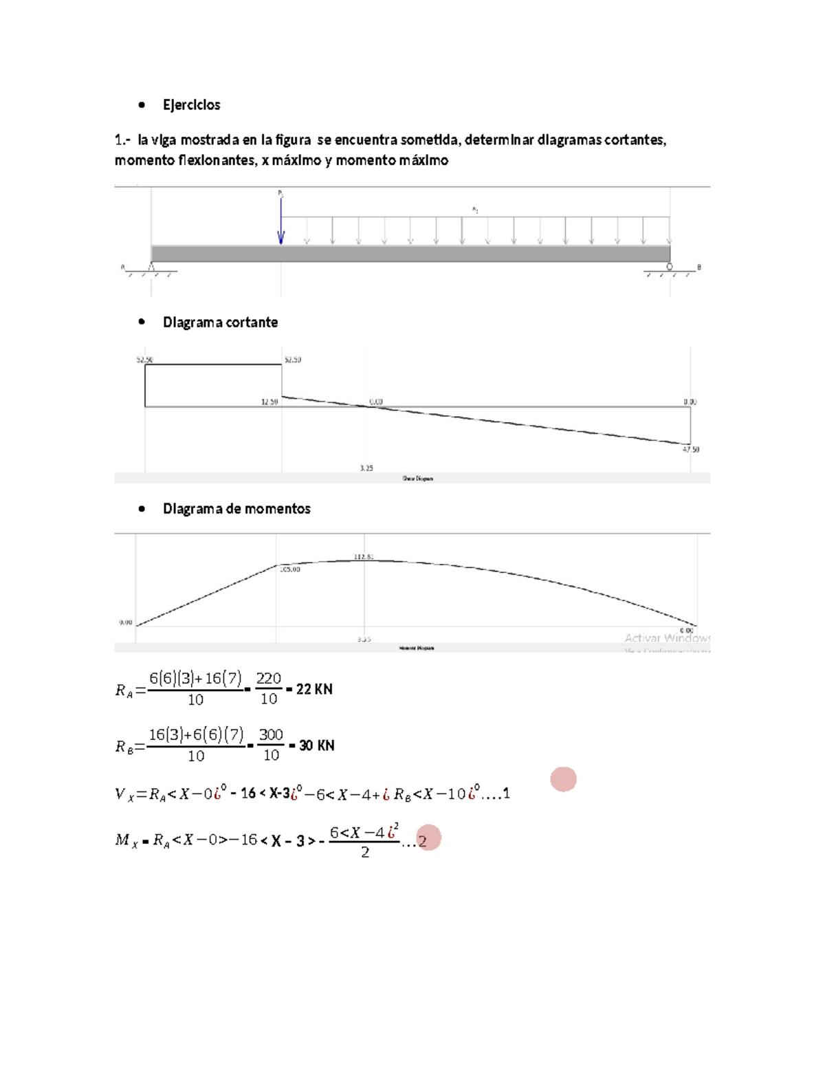 Ejercicios Practica MECA - Ejercicios 1.- la viga mostrada en la figura se encuentra sometida ...