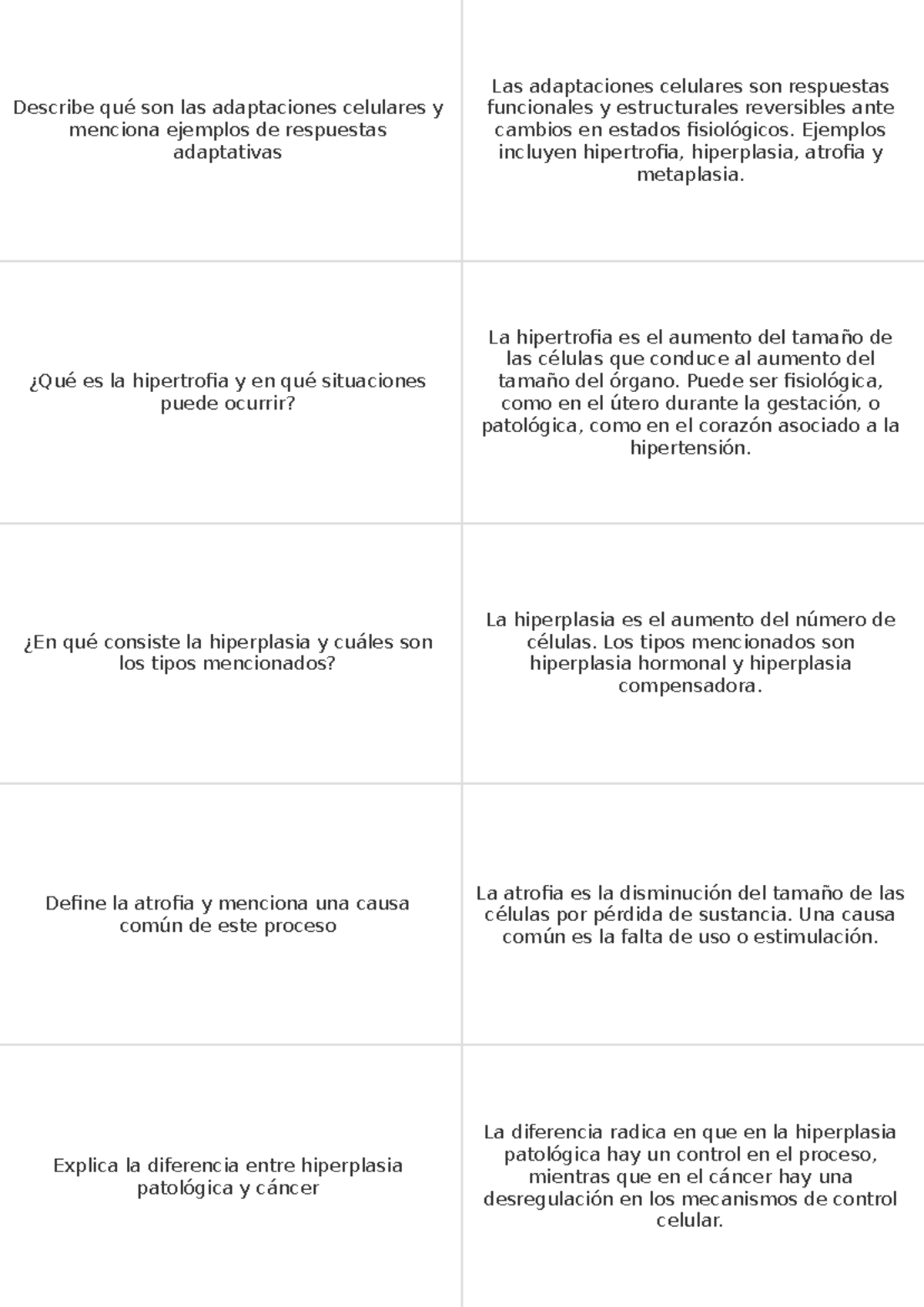 Flashcards - Flash card de estudio - Describe qué son las adaptaciones ...