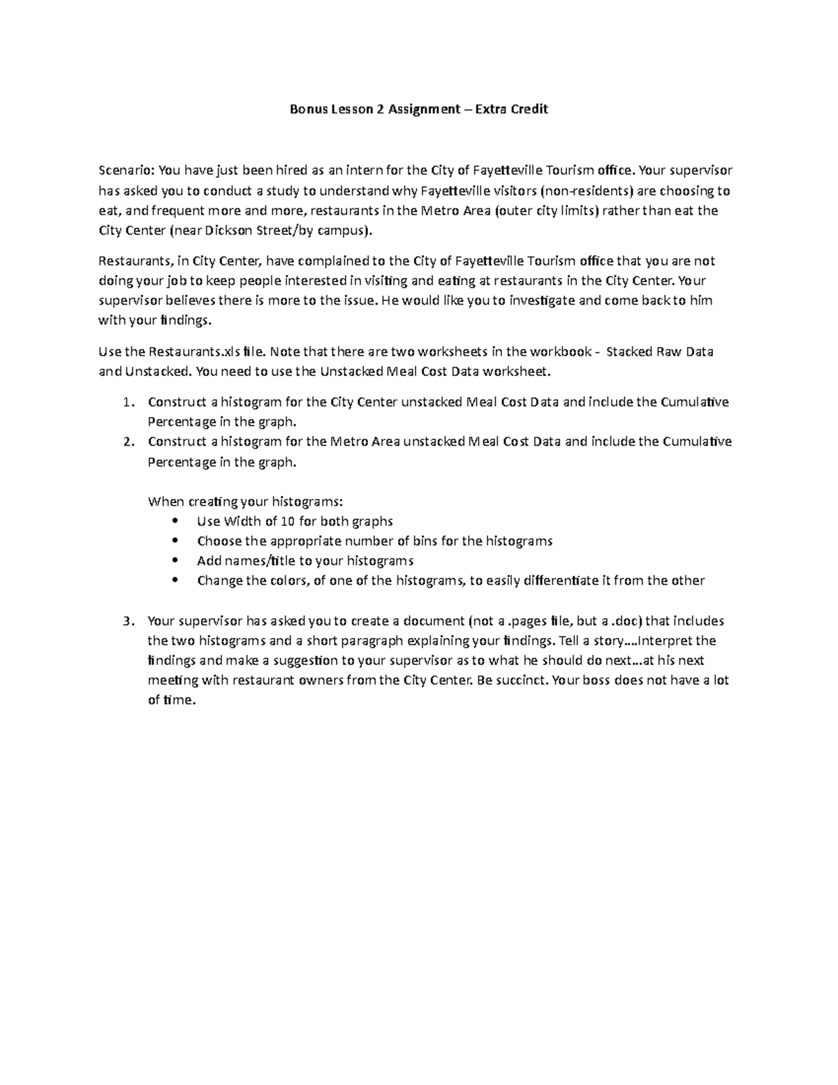 Bonus Lesson 2 Assignment - Bonus Lesson 2 Assignment – Extra Credit ...