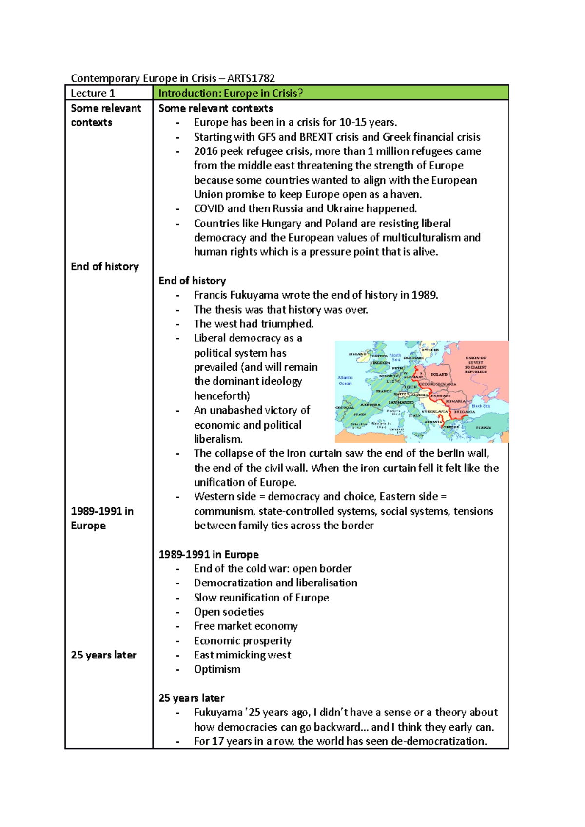 Contemporary Europe in Crisis Notes - Contemporary Europe in Crisis ...