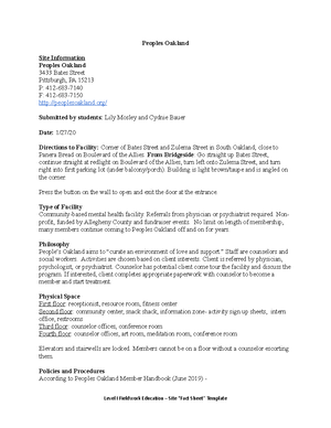 FWI Reflection I - Level I Fieldwork Education Reflection of Experience ...