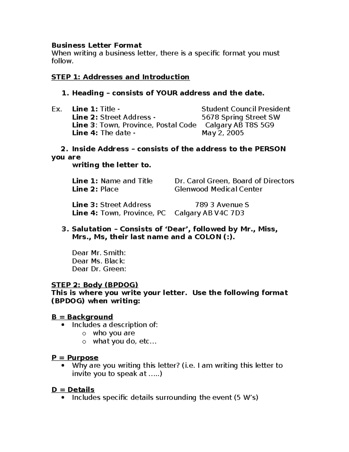 Business-Letter-Format - Business Letter Format When writing a business ...