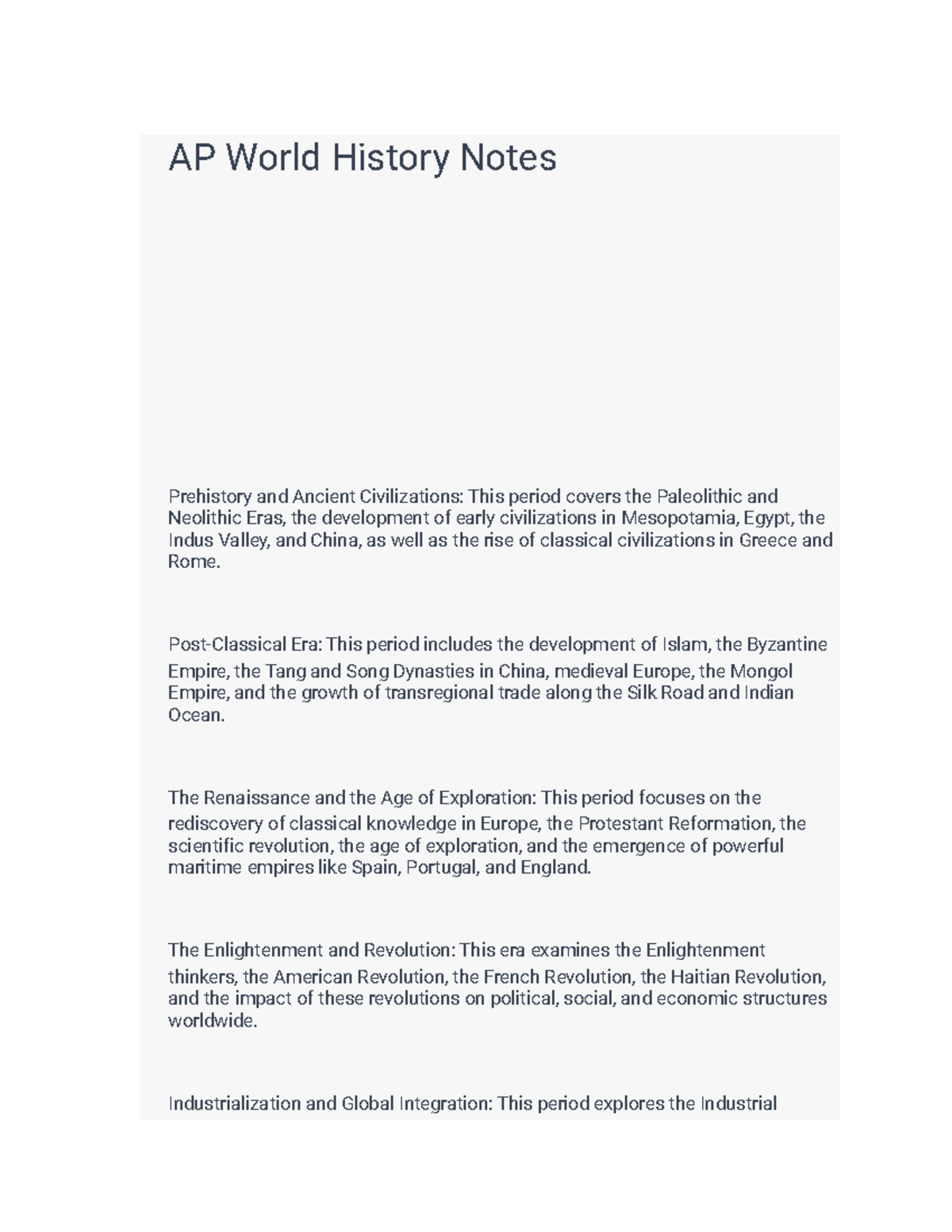 AP World History Notes - Post-Classical Era: This period includes the ...