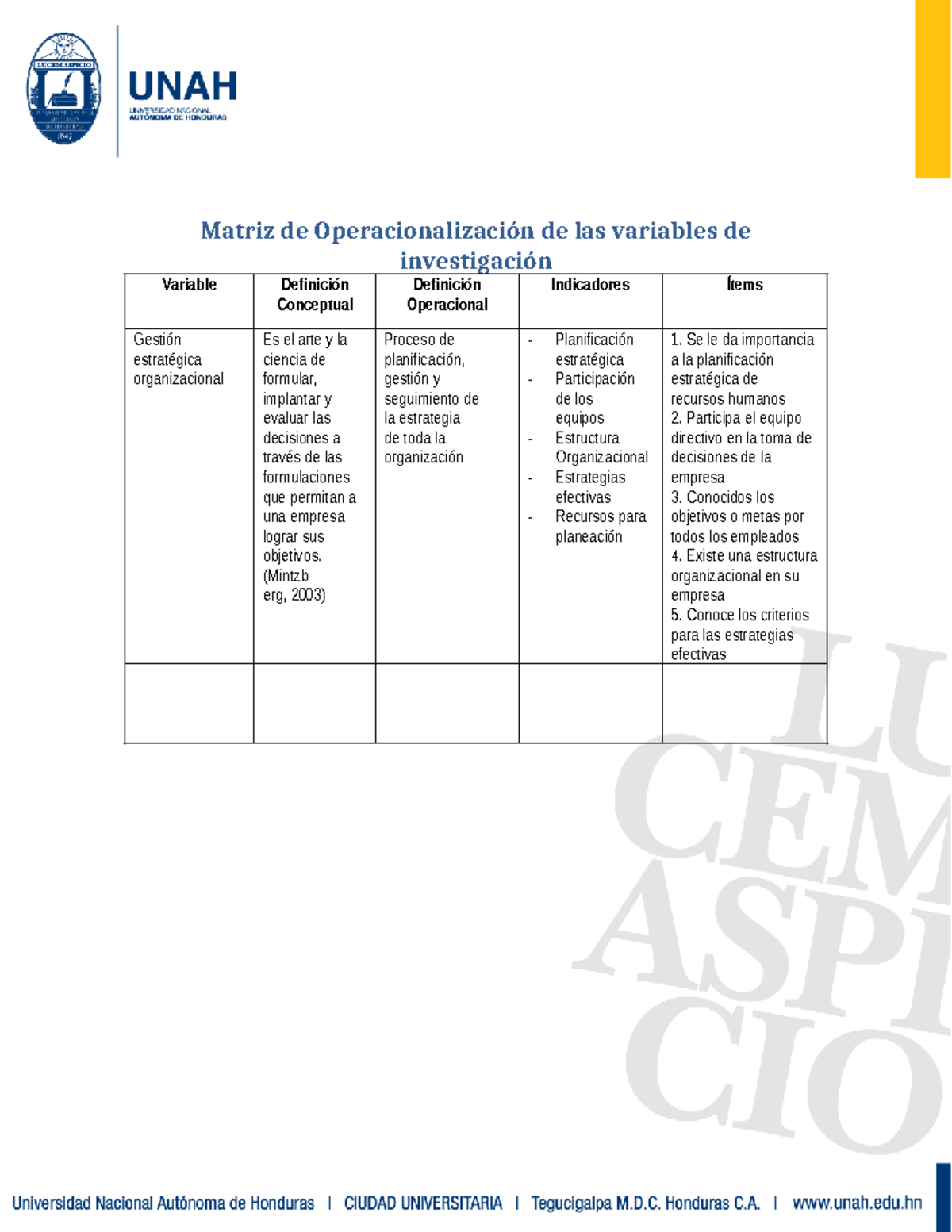 Matriz para operacionalizar variables - Matriz de Operacionalización de ...