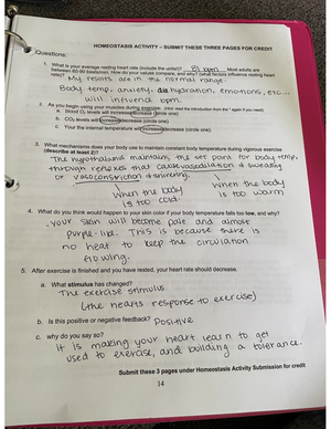 Homeostasis Activity - BIO-132 - Studocu