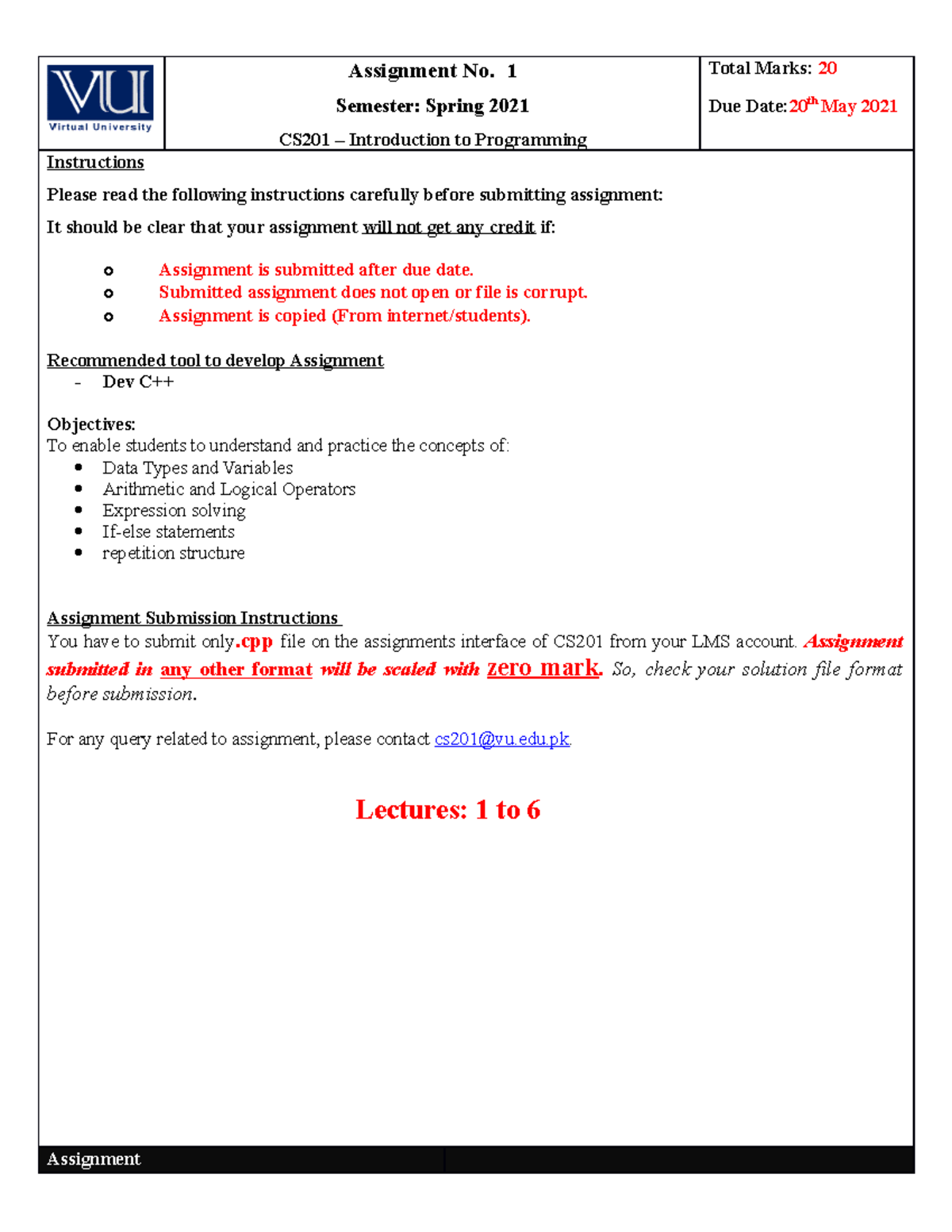 Assignment 1 Its Very Good Thing Assignment No 1 Semester Spring 2021 Cs201 Introduction