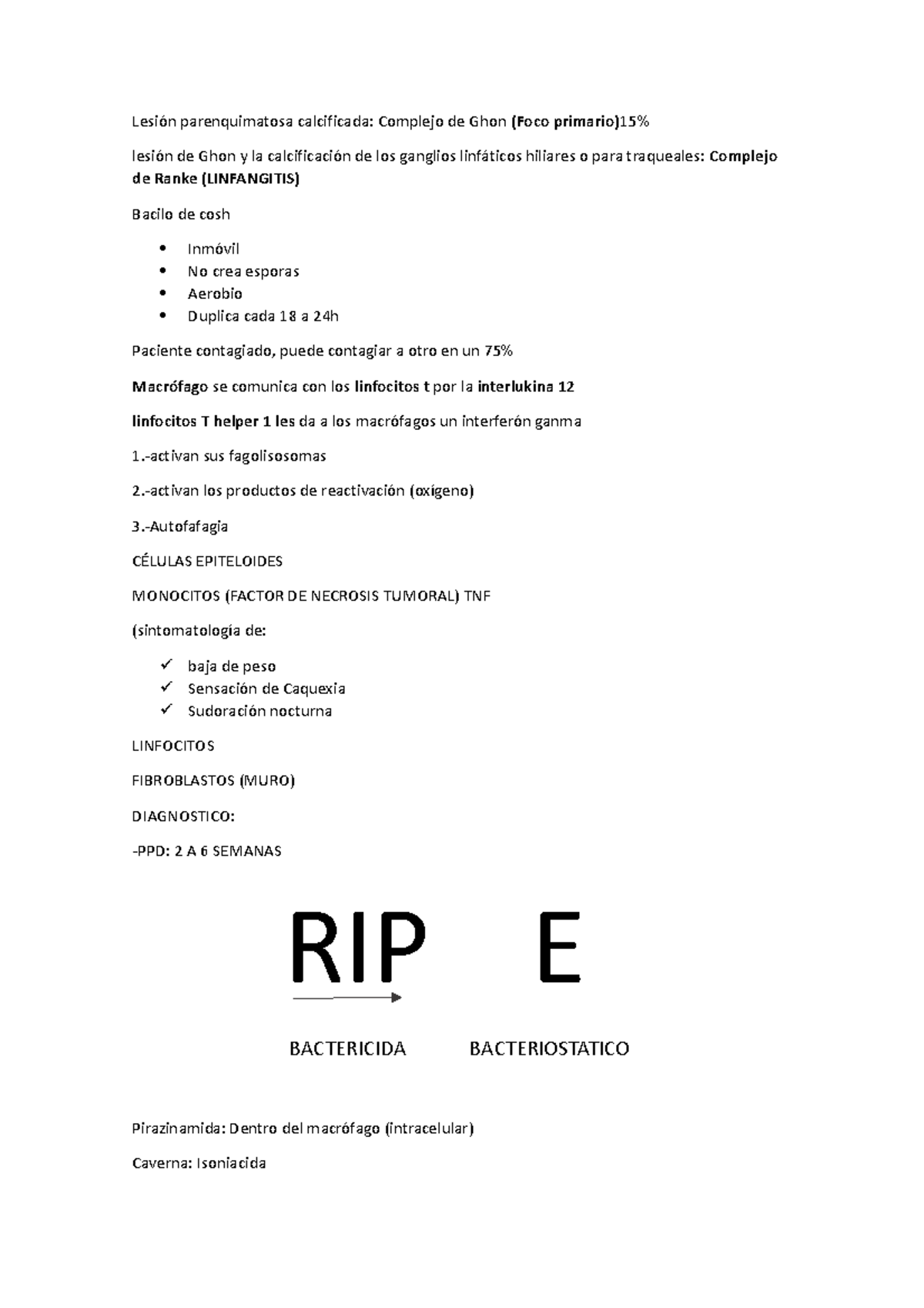 TBC - medicina - Lesión parenquimatosa calcificada: Complejo de Ghon ...