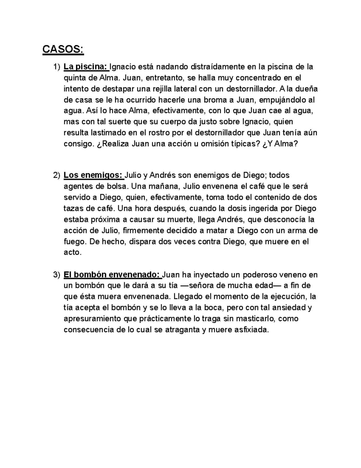 Casos - CASOS: La piscina: Ignacio está nadando distraídamente en la ...