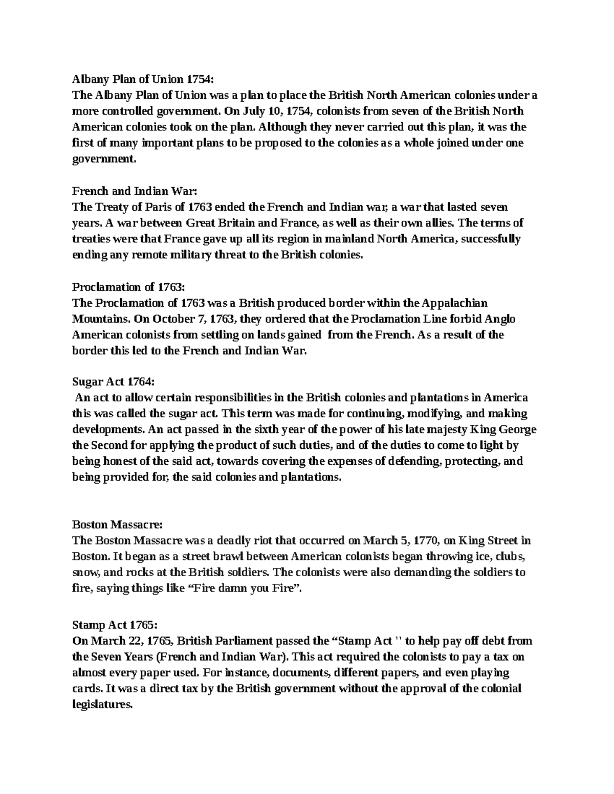 American Revalution Project - Google Docs - Albany Plan of Union 1754 ...