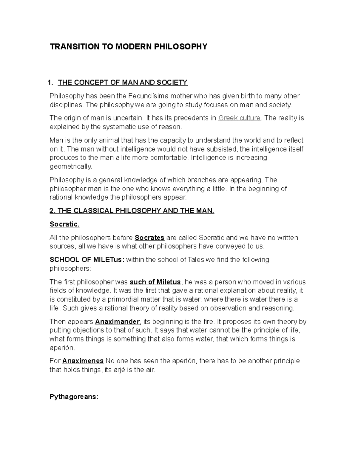 Transition to modern philosophy - TRANSITION TO MODERN PHILOSOPHY 1 ...