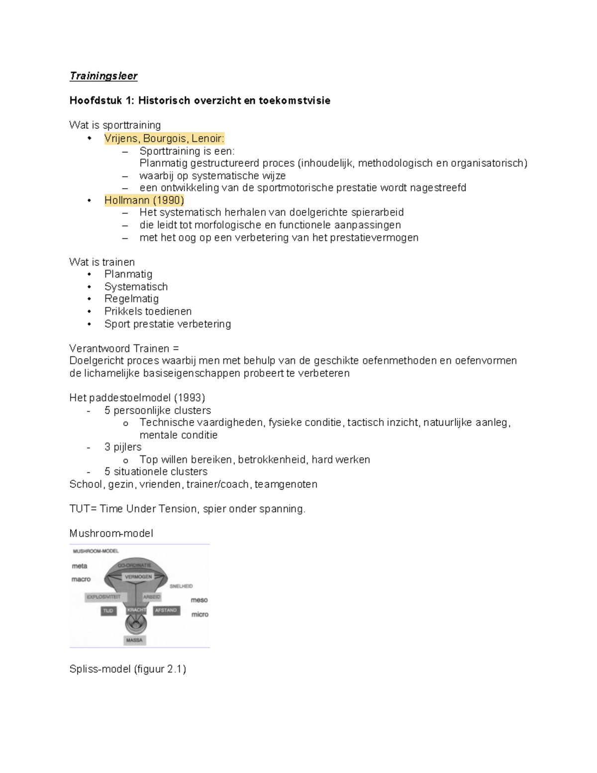 Trainingsleer samenvatting - Trainingsleer Hoofdstuk 1: Historisch ...