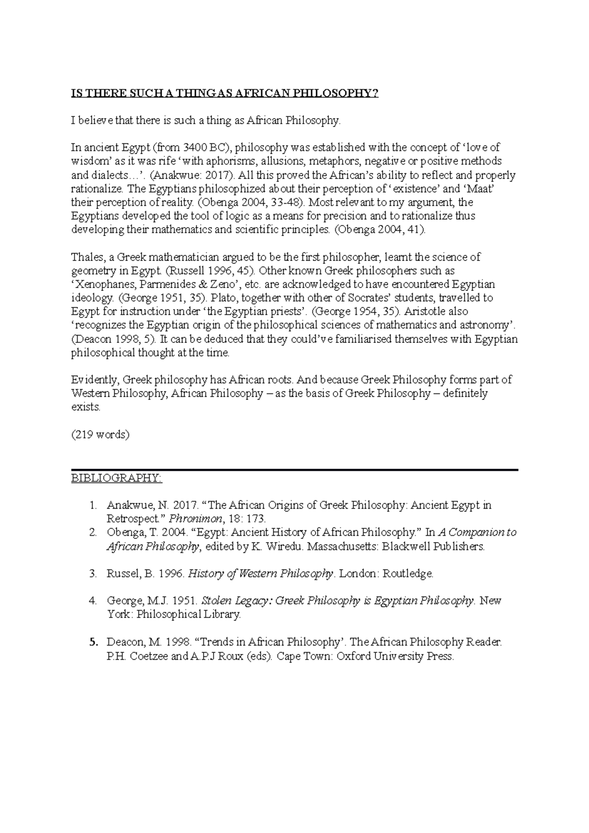 FIL210 Tutorial Assignment 2 - IS THERE SUCH A THING AS AFRICAN ...