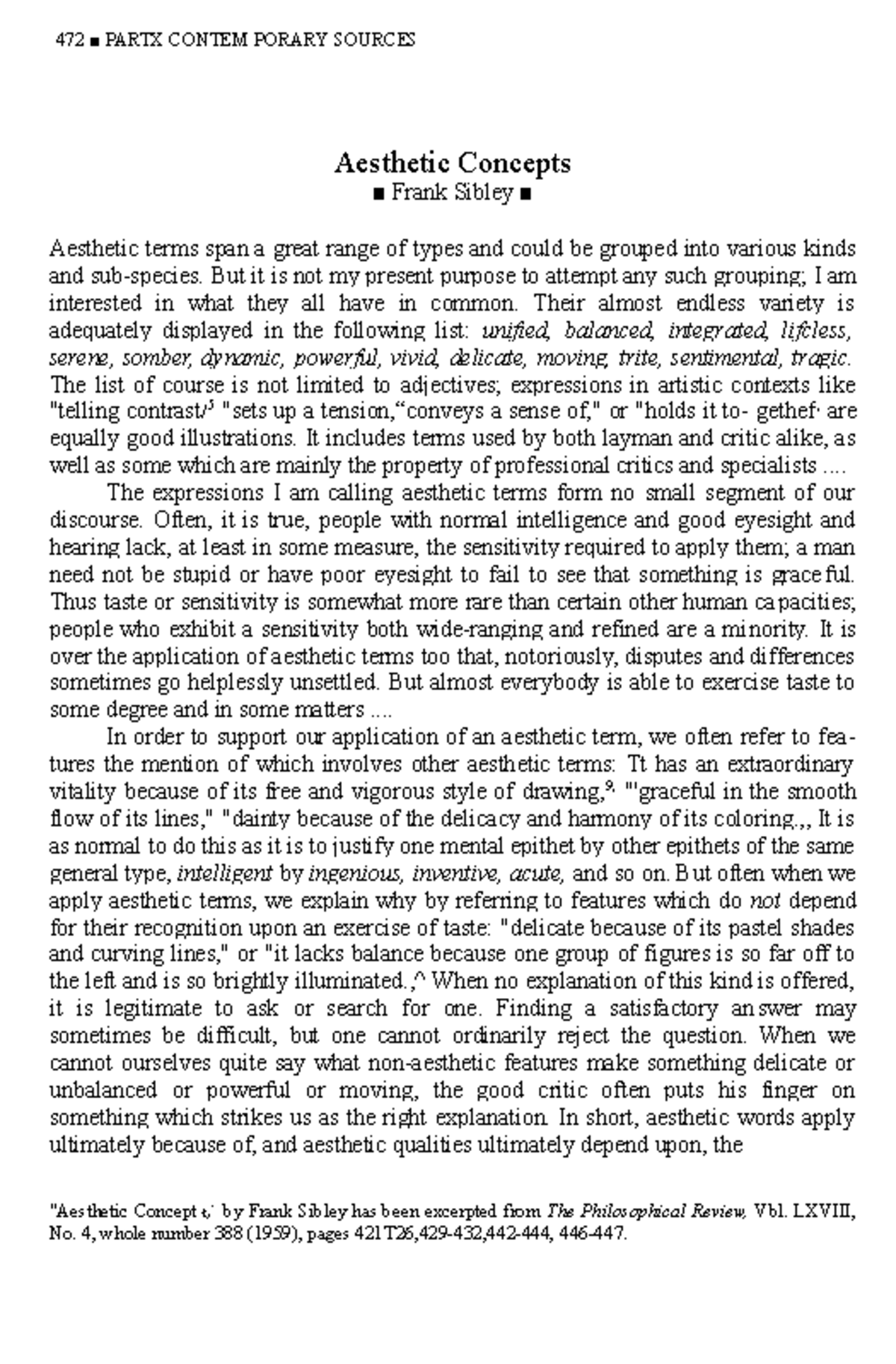 Sibley - Aesthetic Concepts - Aesthetic Concepts Frank Sibley Aesthetic ...