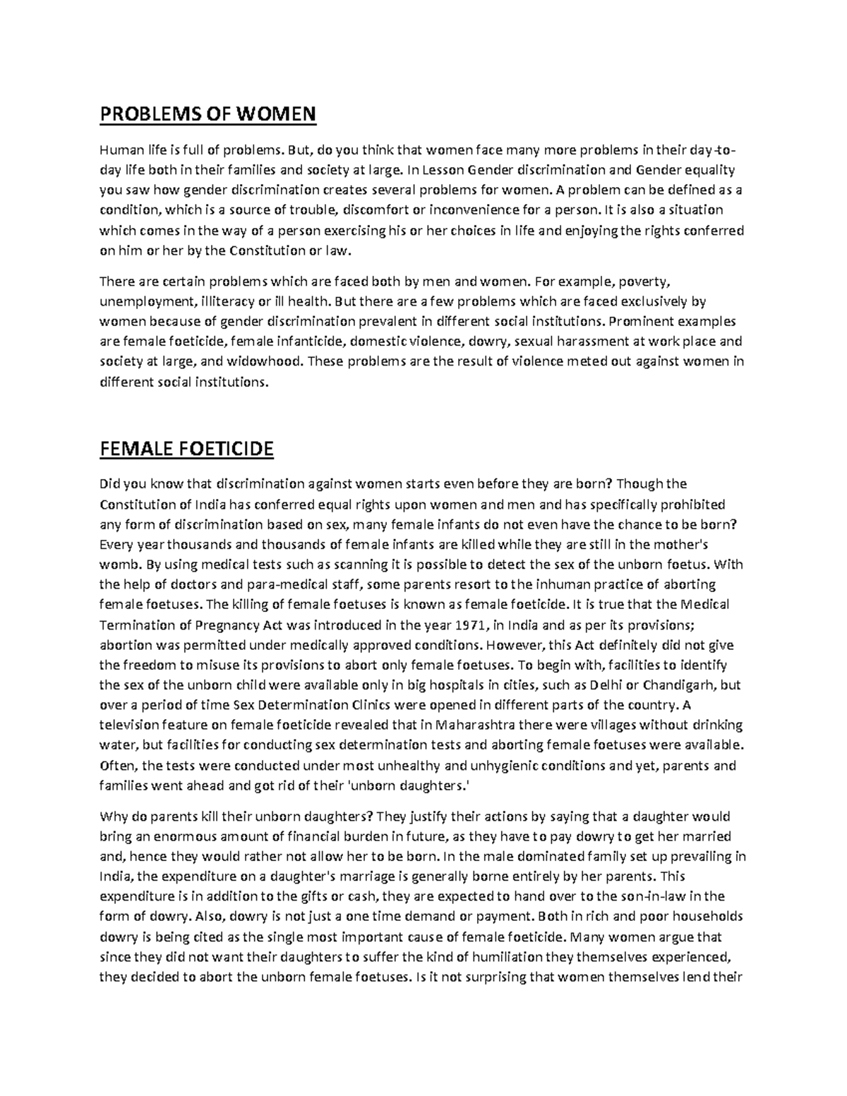 Document (2) (14) - Useful - PROBLEMS OF WOMEN Human life is full of ...