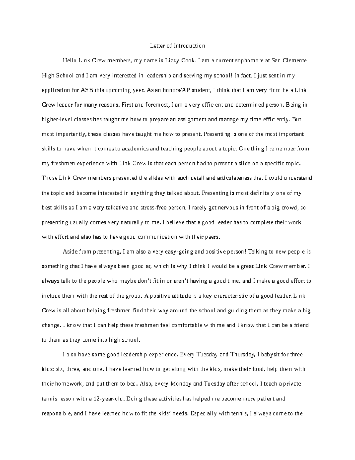 Link Crew - Letter of Introduction 3.13.22 - Google Docs - Letter of ...