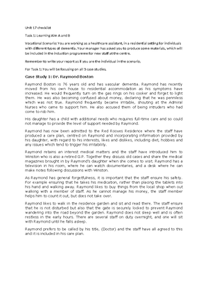 Unit 11 Checklist Task 1 - Unit 11 Checklist : Task 1 Task 1: A report ...