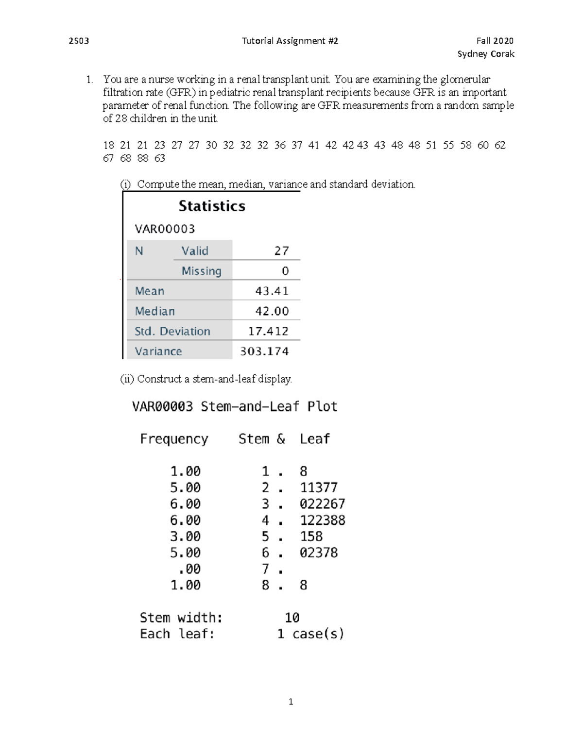 Tutorial Assignment 2 - Sydney Corak 1. You are a nurse working in a ...