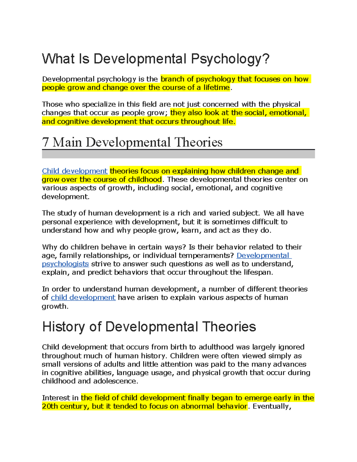 Major Theories OF Development - What Is Developmental Psychology ...