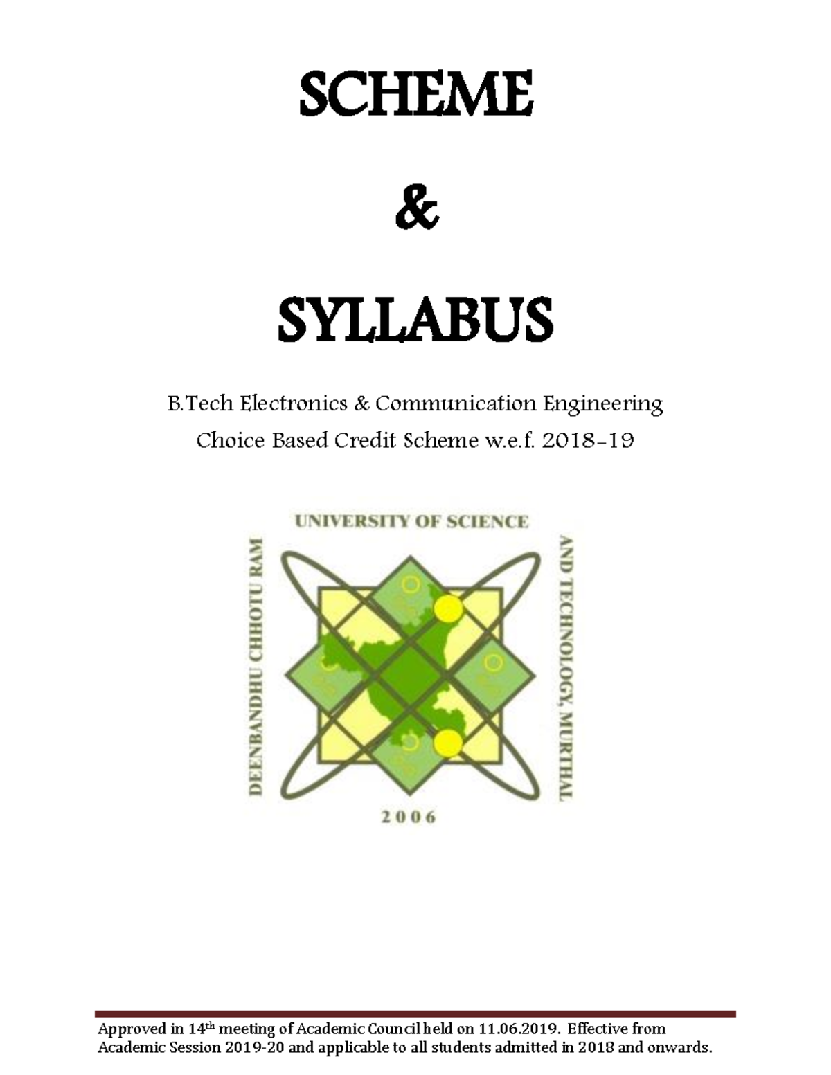 B Tech ECE 2nd Year Syllabus Approved In 14th Meeting Of Academic