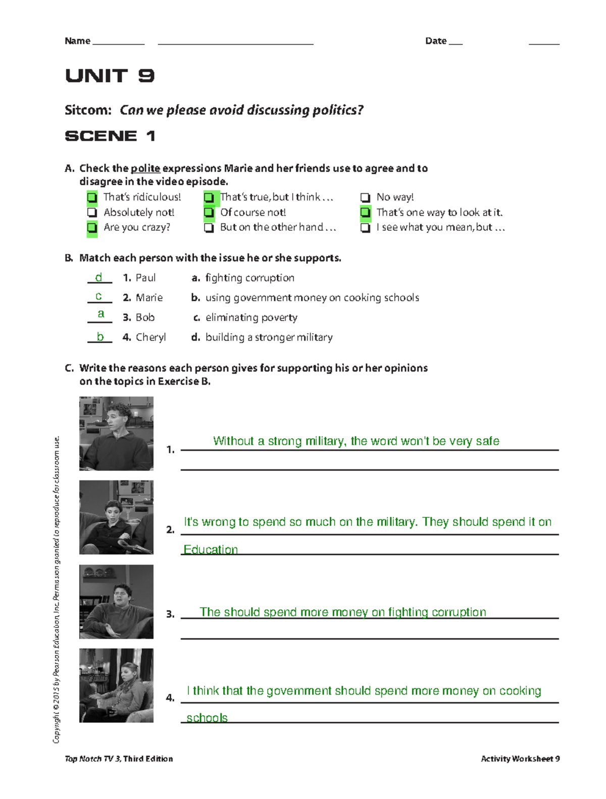 Unit 09 Tv Activity Worksheets Unit 9 Sitcom Can We Please Avoid