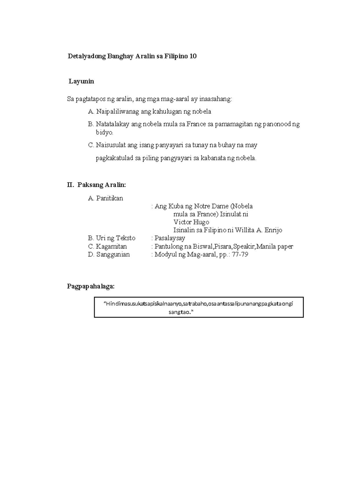 Salonga lp ang notre dame fil 10 edited - Detalyadong Banghay Aralin sa ...