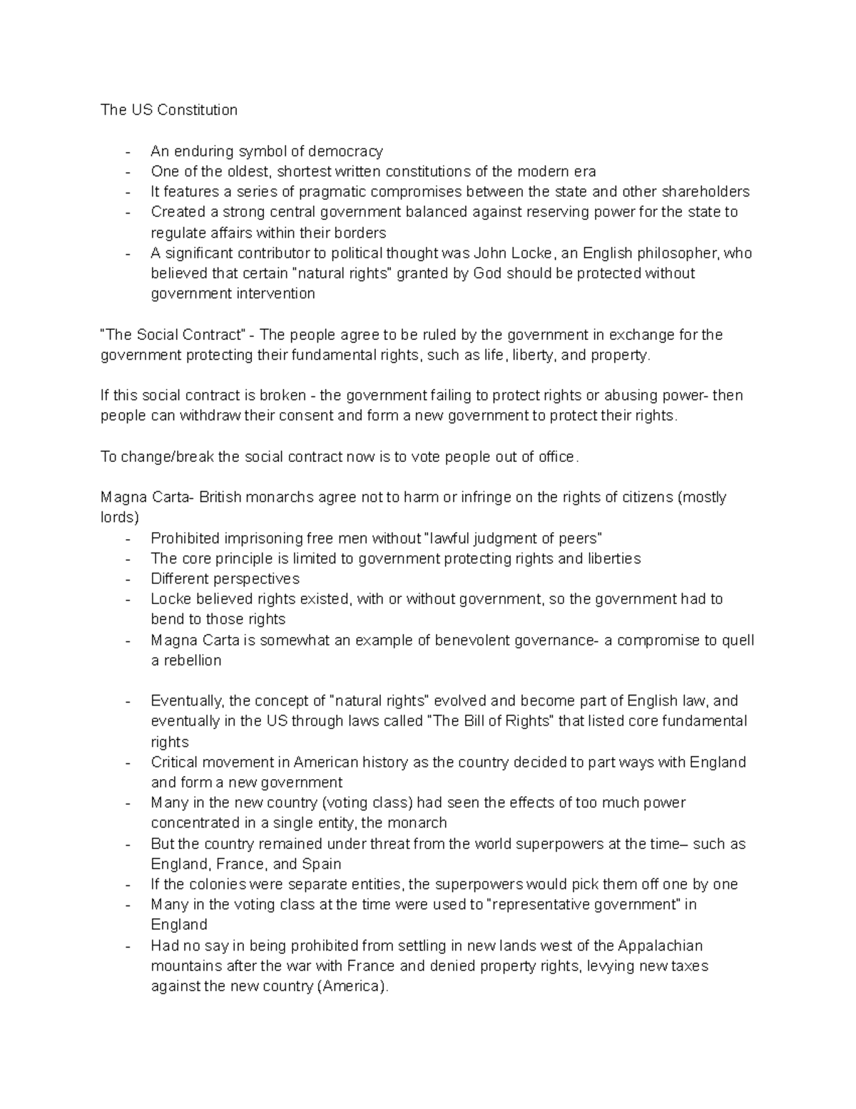 US Government Lecture Notes 1 - The US Constitution An enduring symbol ...