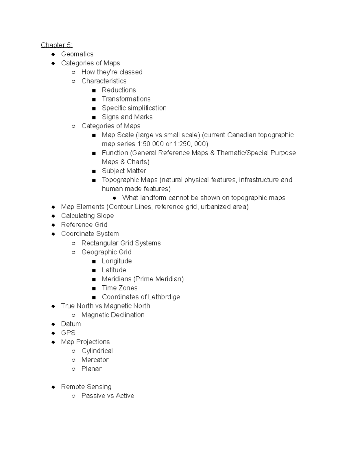 GEOG1000 Exam 2 Study Guide - Chapter 5: Geomatics Categories of Maps ...