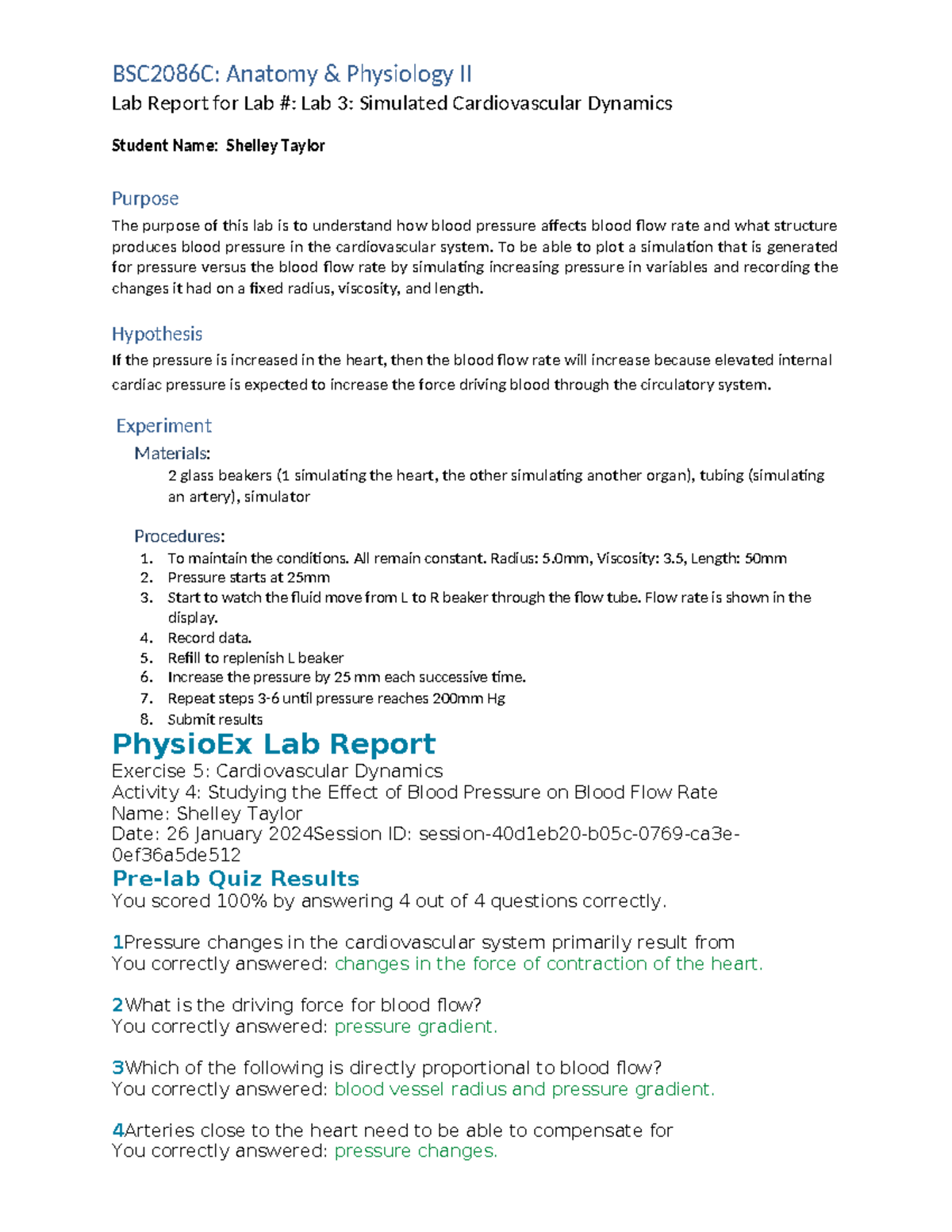 BSC2086C Lab Report 3 - BSC2086C: Anatomy & Physiology II Lab Report ...