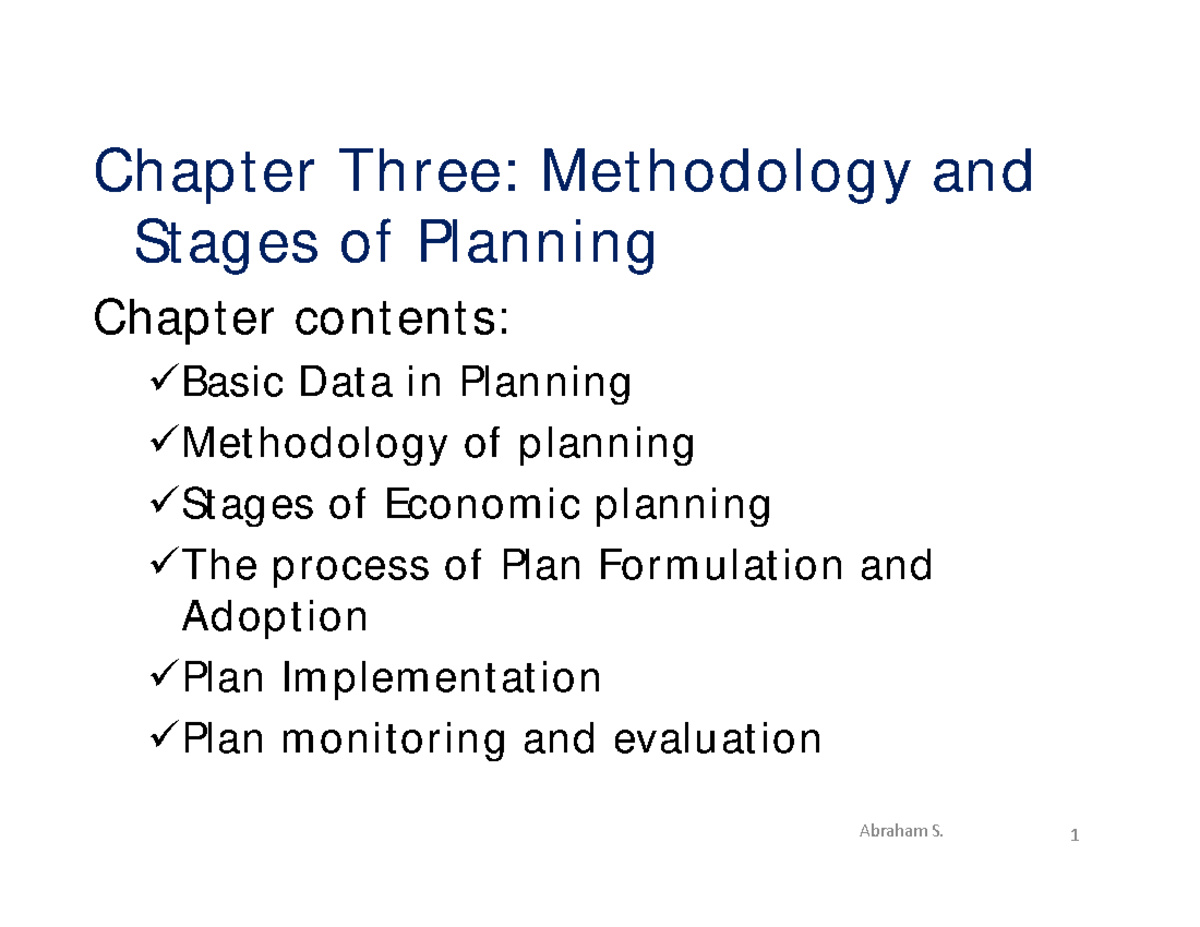 Planning ch3 - Chapter Three: Methodology and Stages of Planning ...