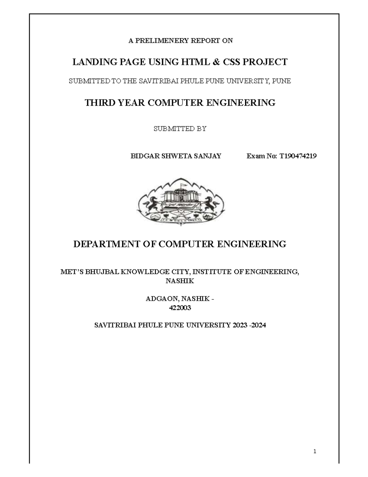 Final internship report - A PRELIMENERY REPORT ON LANDING PAGE USING ...