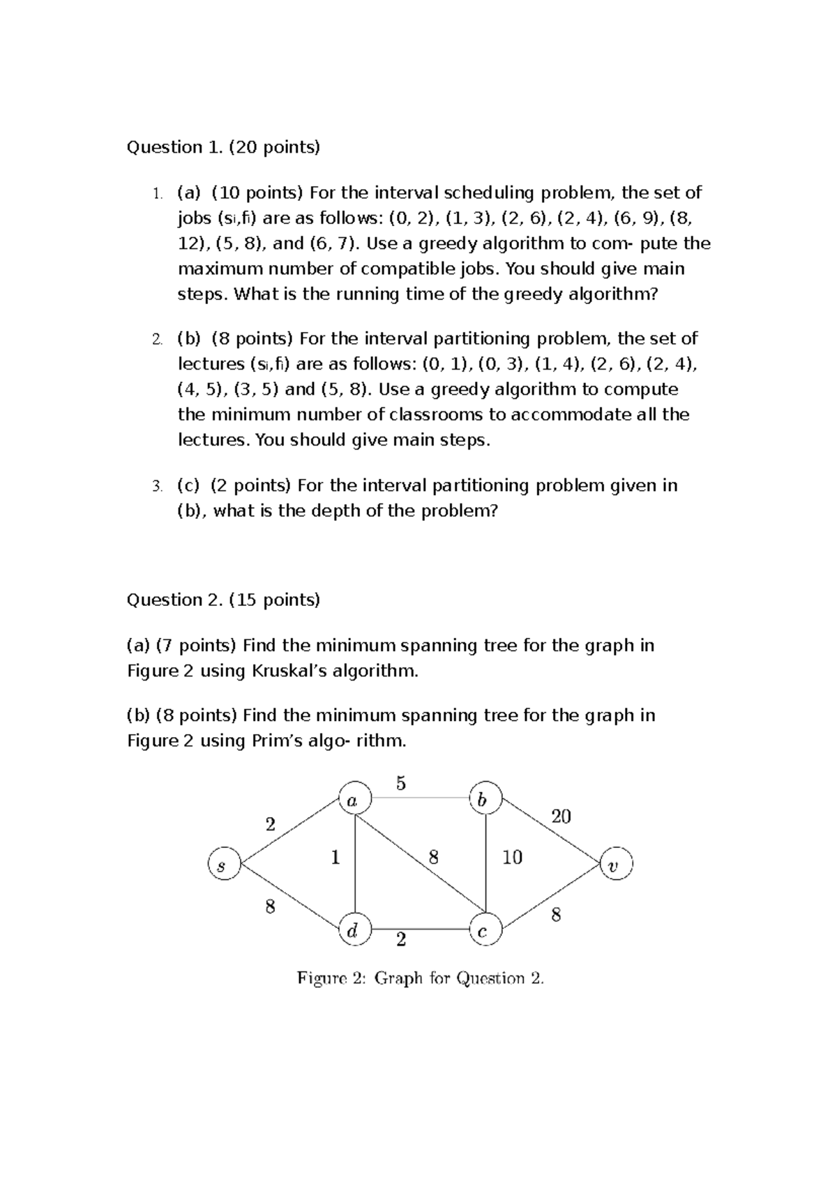 Cs4335 Midterm This Is For Reference Question 1 20 Points 1 A 10 Points For The