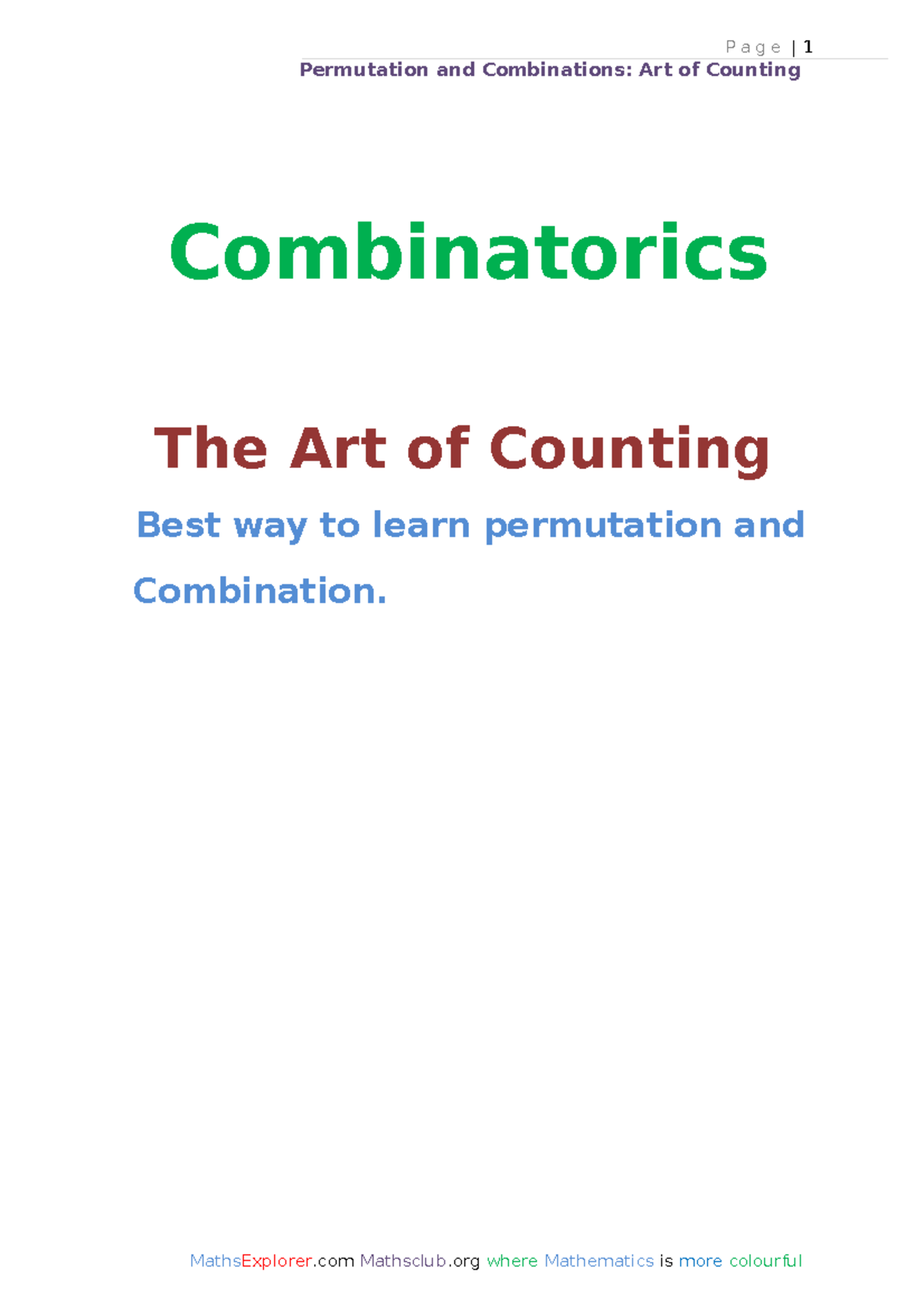 260026017 Permutation And Combination Binomial Theorem Permutation And Combinations Art Of