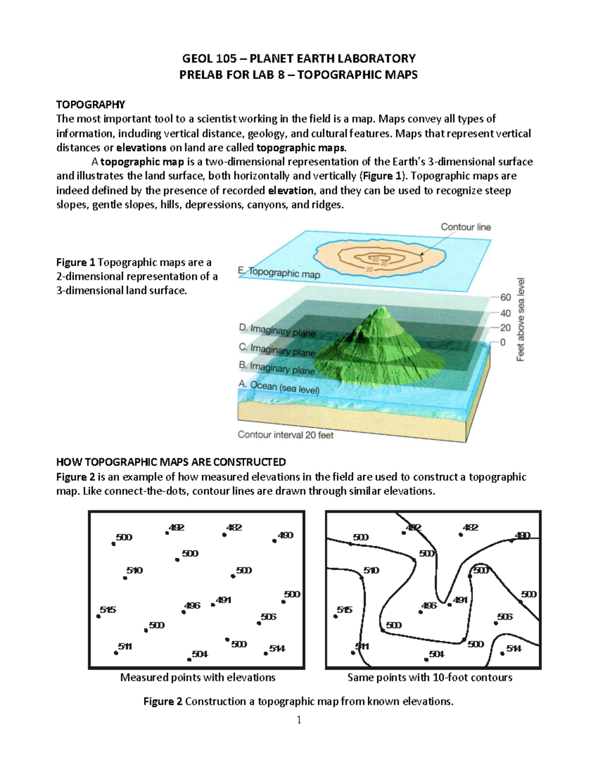 Lab 8 - Lab 8 - GEOL 105 – PLANET EARTH LABORATORY PRELAB FOR LAB 8 ...