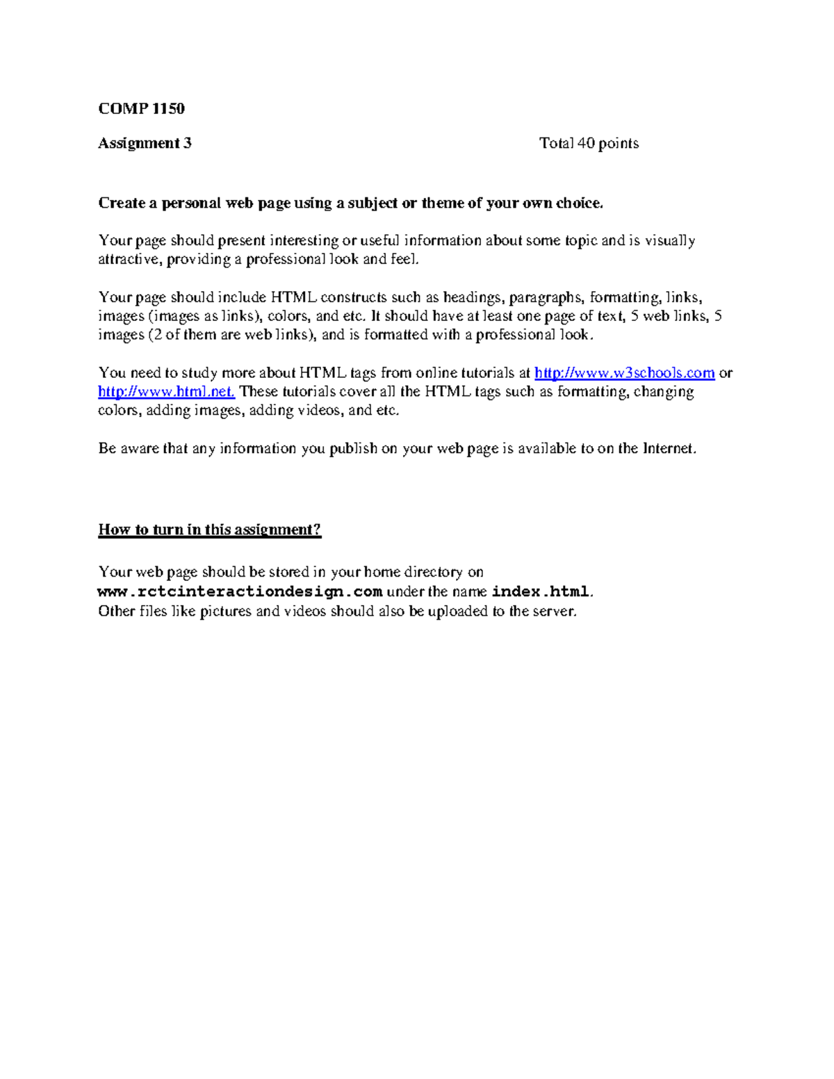 A3 - COMP 1150 - Computer Science Concepts - COMP 1150 Assignment 3 ...