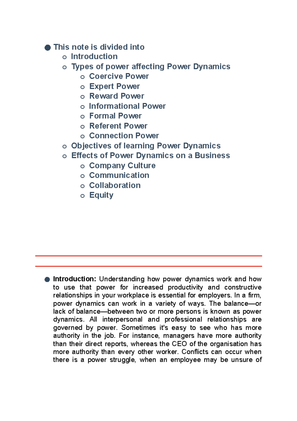 E b power dynamics - This note is divided into o Introduction o Types ...
