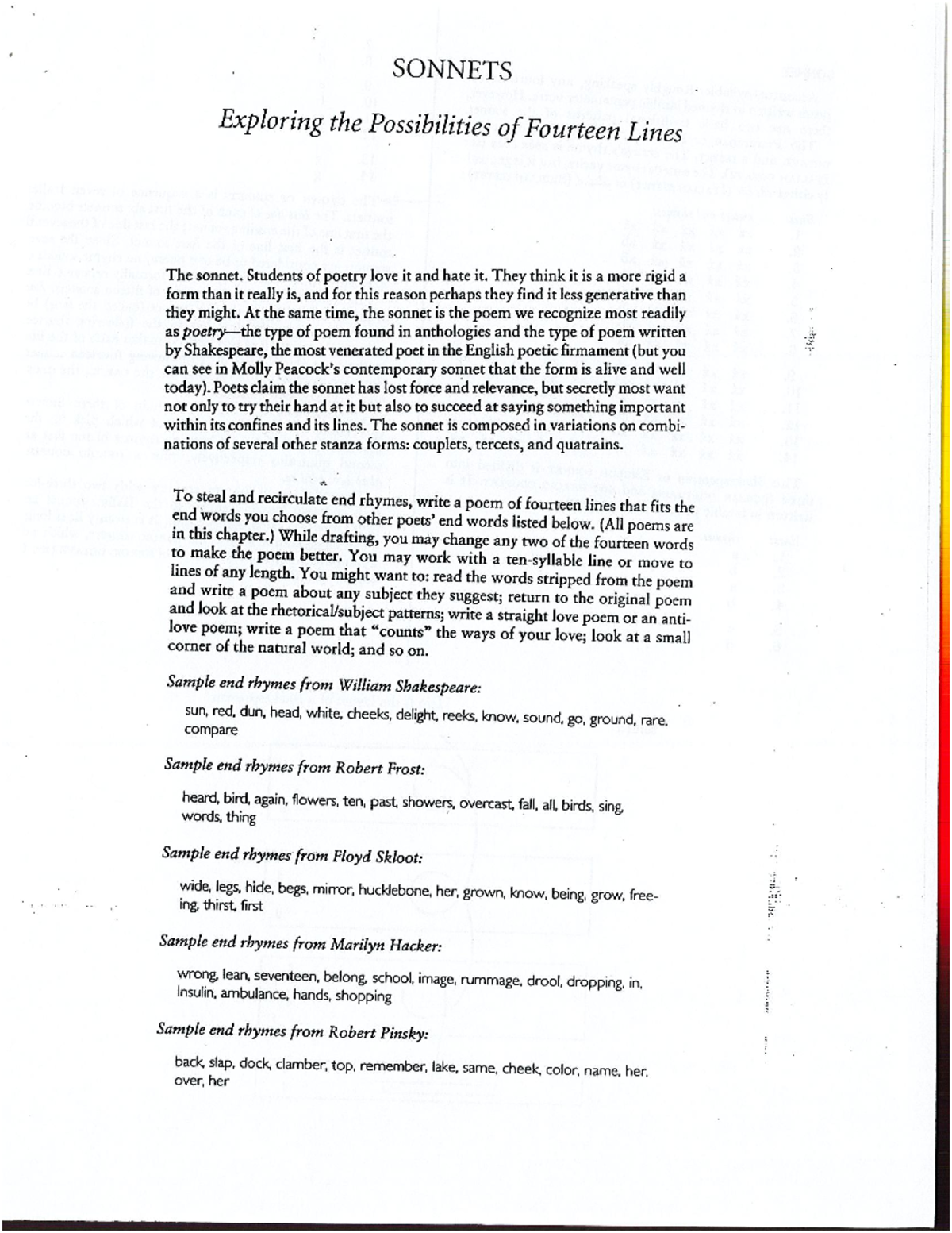 Sonnet anthology - In class reading - SONNETS Exploring the ...