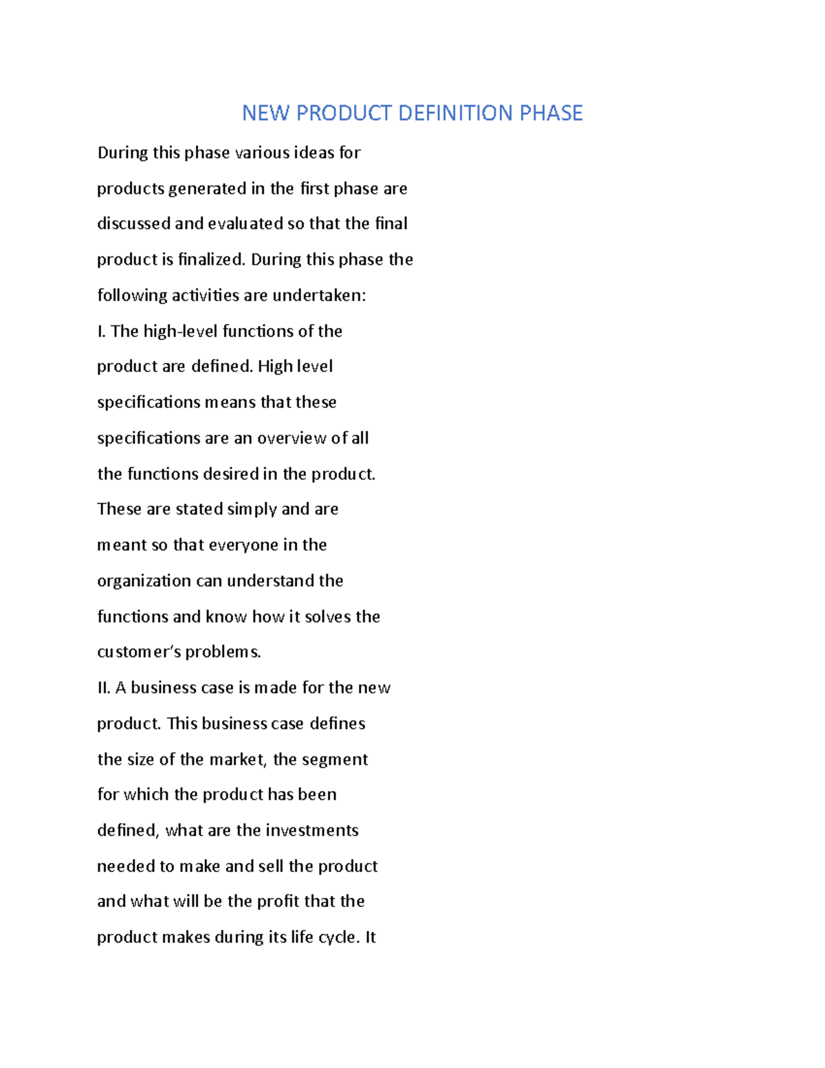 Quizzes-1 - Quizzes-1 - NEW PRODUCT DEFINITION PHASE During this phase ...